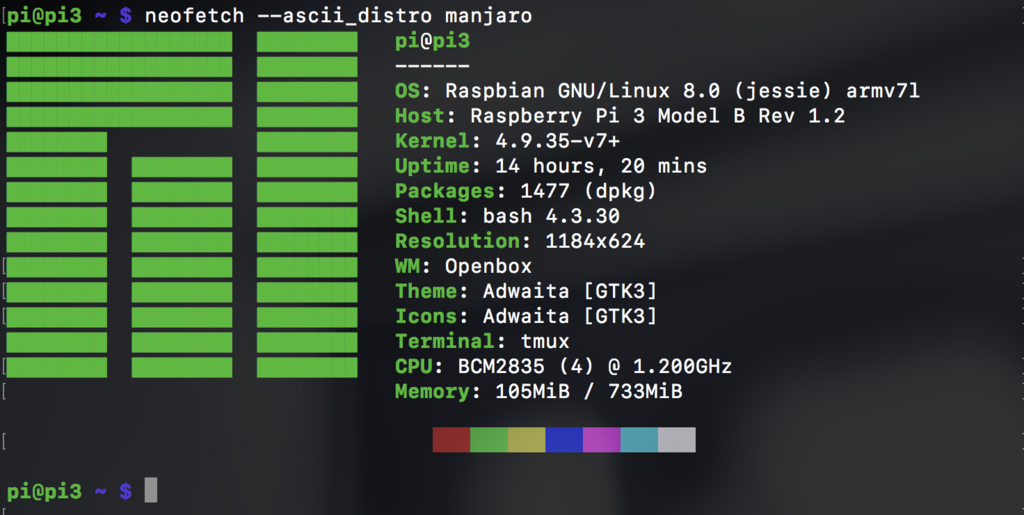 RaspberryPi3 neofetch コマンドでOSロゴとシステム情報を表示する - min117の日記