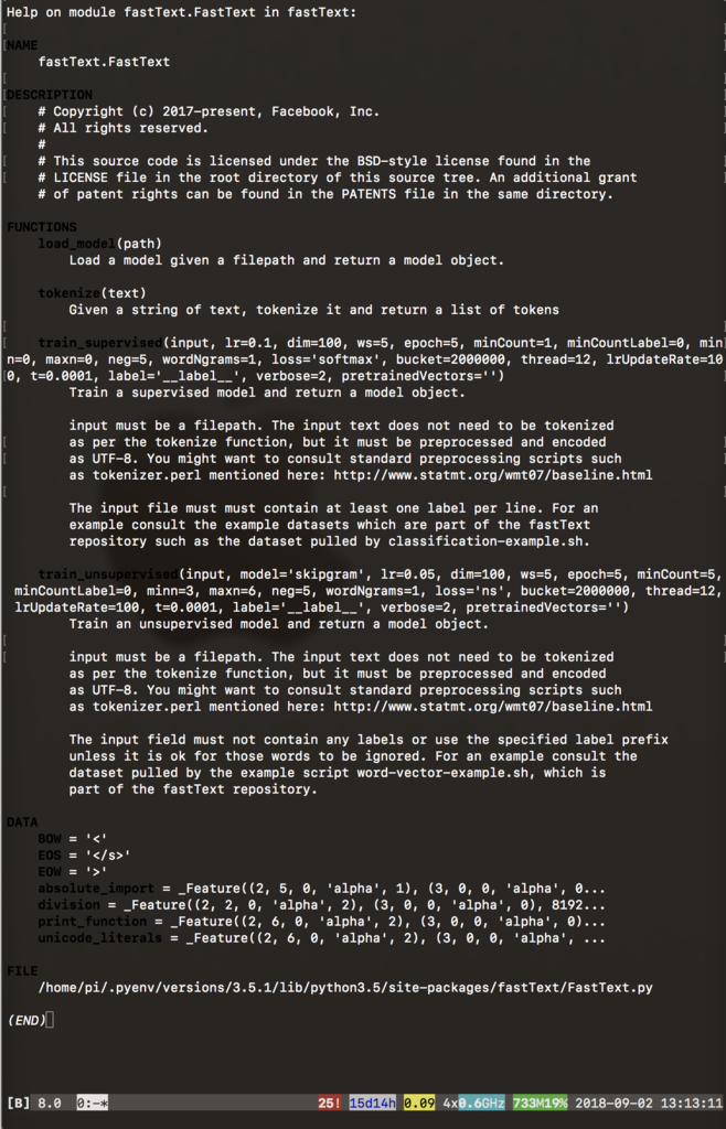 RaspberryPi3 にfastTextをインストールする（Python3環境） - min117の日記