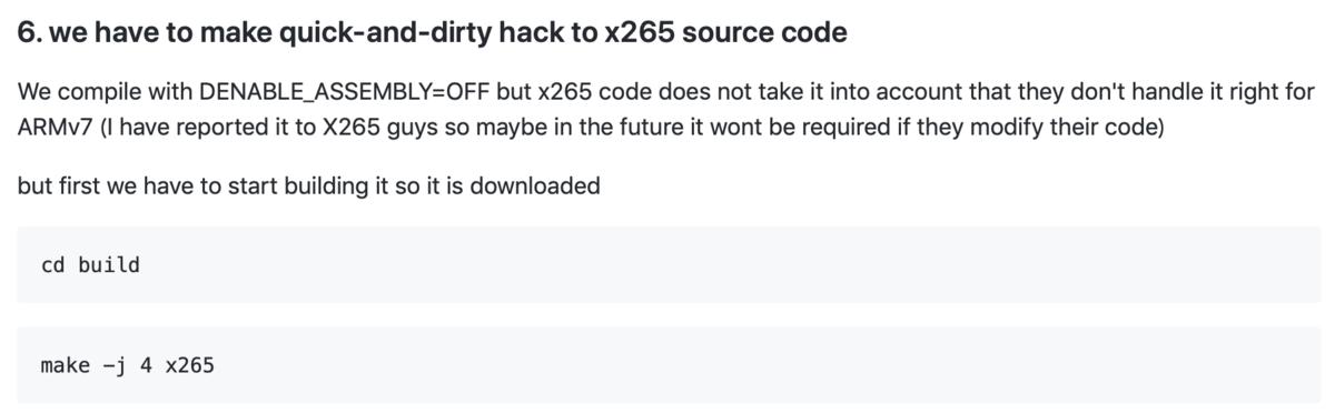 RaspberryPi3 x265コーデックを有効にしてHandBrakeCLI をビルドする - min117の日記