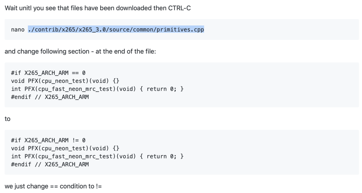 RaspberryPi3 x265コーデックを有効にしてHandBrakeCLI をビルドする - min117の日記