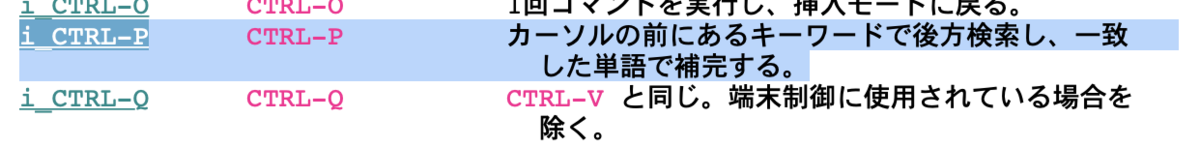 vim で Ctrl+p すると「カーソル直前の単語」で文書内を検索→マッチした文字を入力してくれる - min117の日記