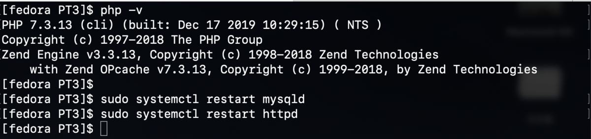 fedora30 「お使いのサーバーの PHP では WordPress に必要な MySQL 拡張を利用できないようです」と表示されたときの対応 → sudo dnf install ...