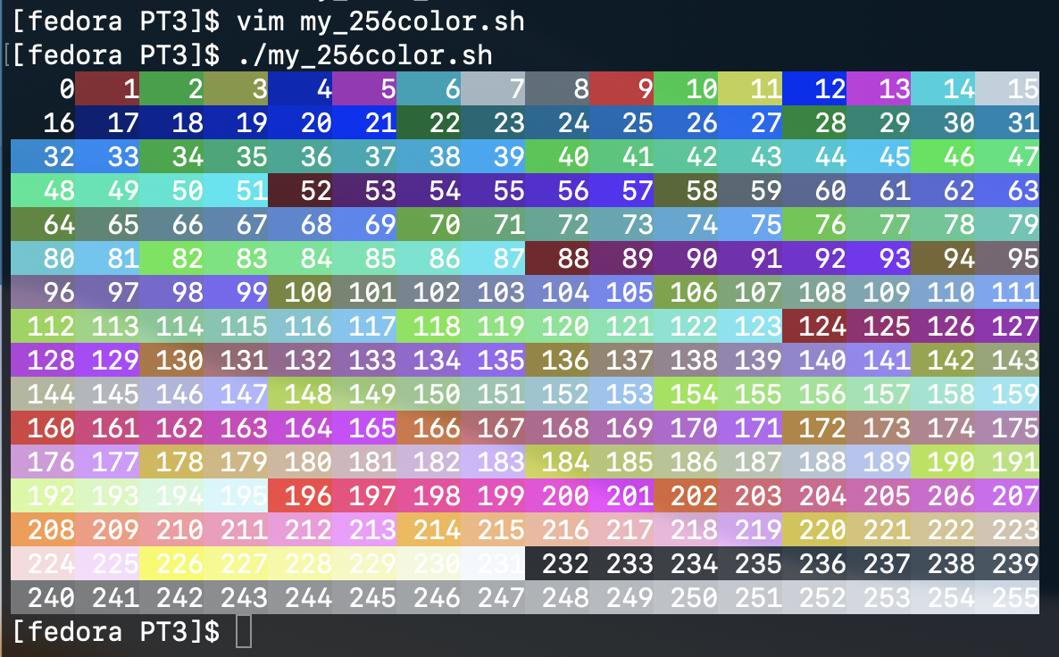bashターミナルで256色表示できらしい試す - min117の日記