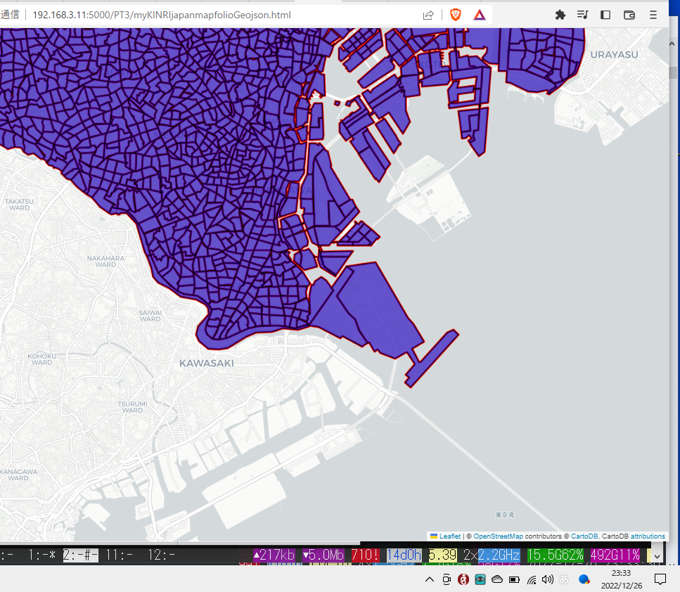python3 地図の区画（住所の何丁目）ごとに描画するfoliumで→すげえ - min117の日記