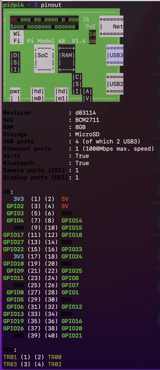 RaspberryPi2 久々に起動 pinoutコマンドでカラーでGPIOピンを確認 - min117の日記