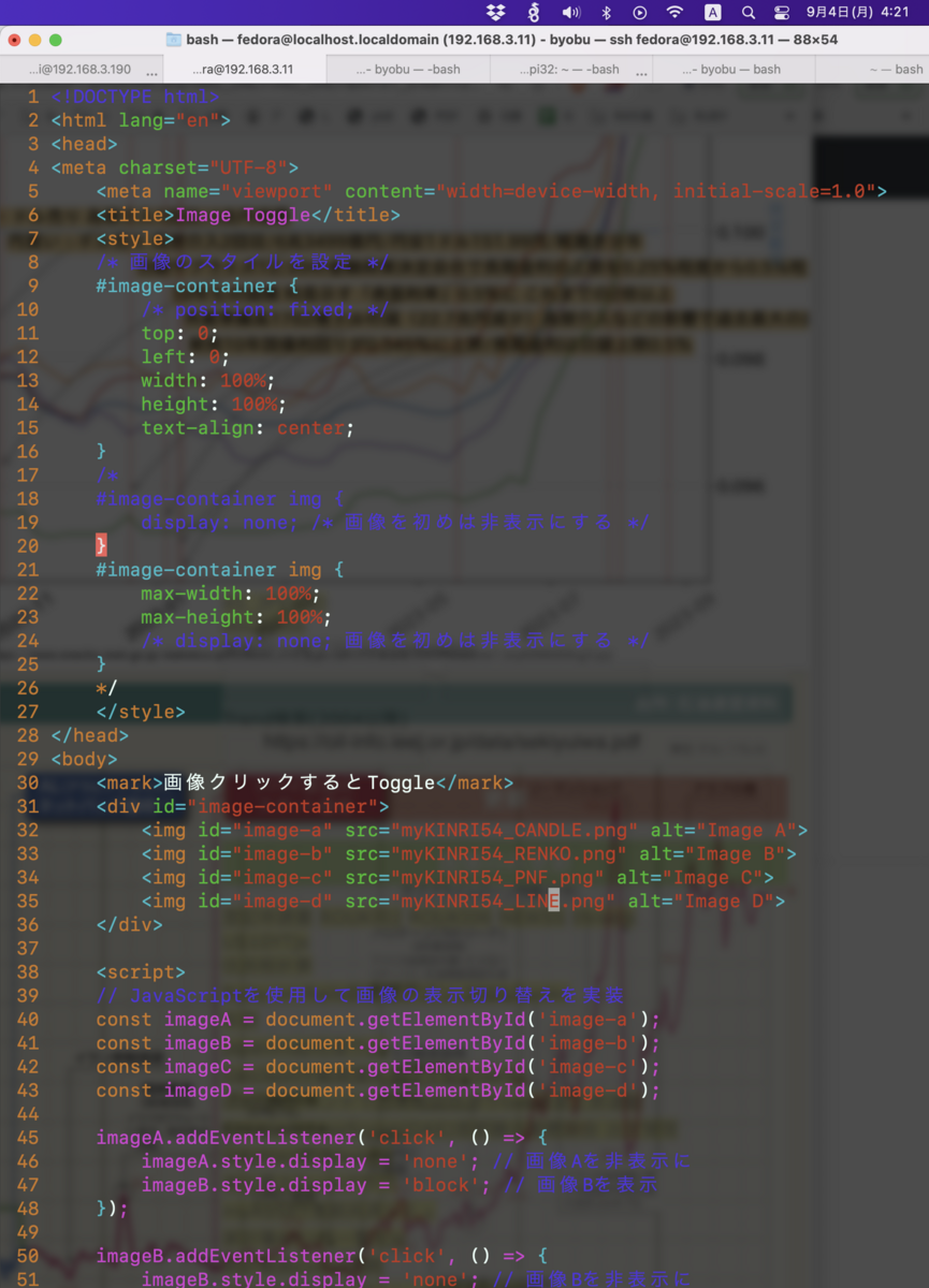 python3 ローソク足（＋jsで画像クリックtoggleギャラリー） - min117の日記
