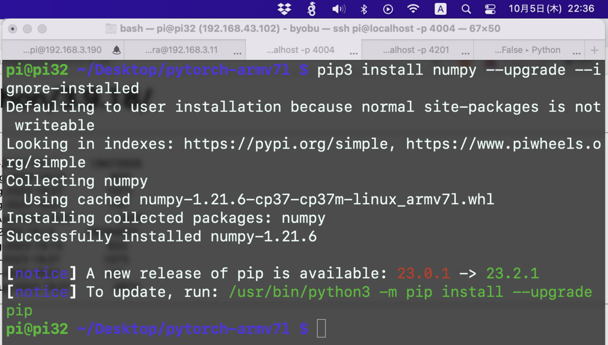 RaspberryPi3 + yolo 5 物体検知（Python3.7.3 → 3.9.18へアップデートも）→ numpyでエラー格闘 → OSをbusterからbullseyeへ ...