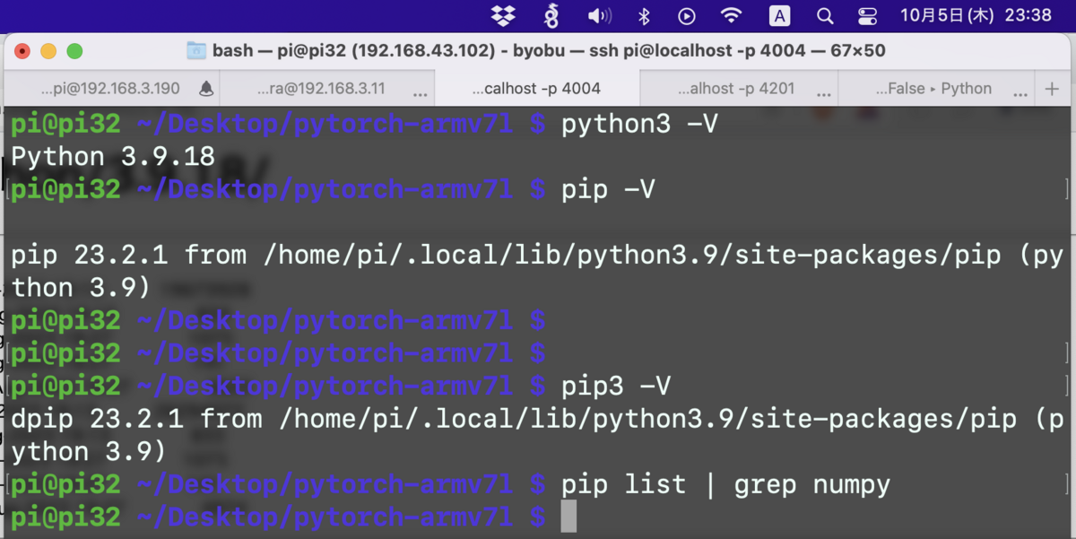 RaspberryPi3 + yolo 5 物体検知（Python3.7.3 → 3.9.18へアップデートも）→ numpyでエラー格闘 → OSをbusterからbullseyeへ ...