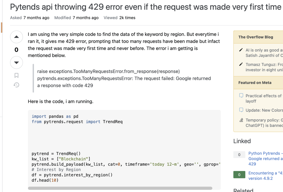 pytrendが400または429エラーになるのを治す（site-packagesにあるrequests.pyのgetをpostにする） - min117の日記