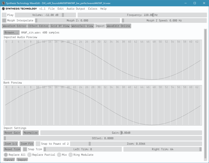 AmpliTube TONEX そのに あんど WaveEditでオシレーター波形試作 - by mitsubamushi(by みつばむし)