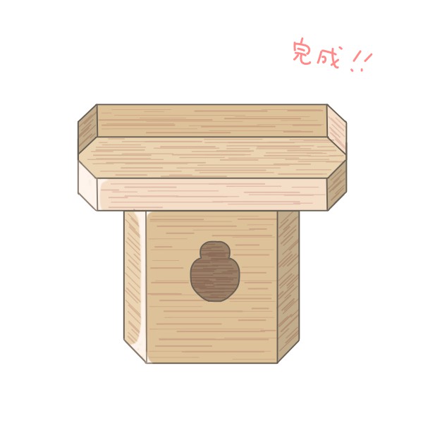 簡単な三方（さんぽう）の描き方 - もちまりるのブログ