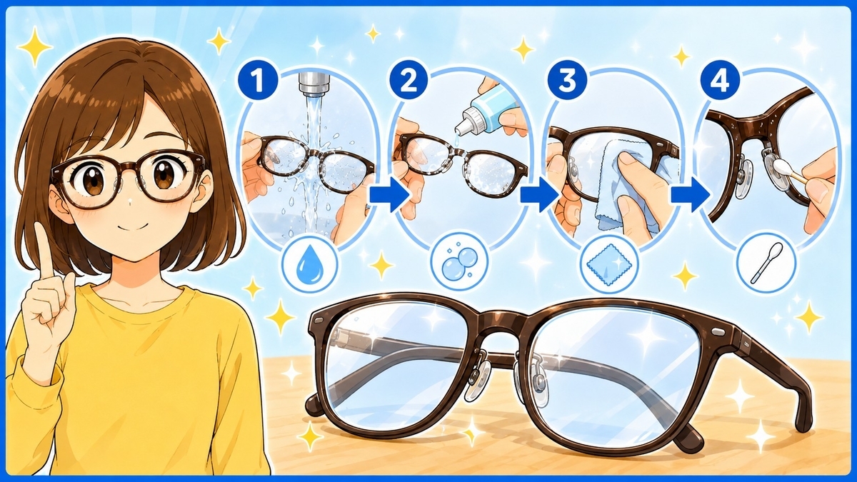 メガネのつぶつぶ汚れの正体は？白い点々が落ちない原因と安全な取り方 - くらしのメモ帳