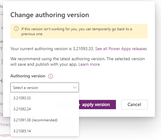 How to retrieve Power Apps authoring versions - MoreBeerMorePower