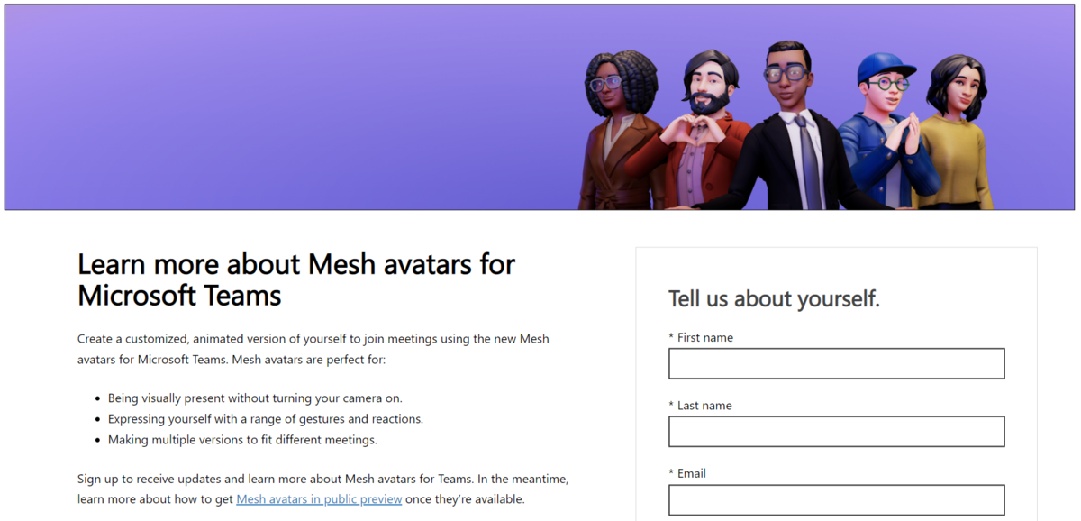 Microsoft 365 Mesh avatars for Microsoft Teams の案内が開始されていたようです - （）のブログ