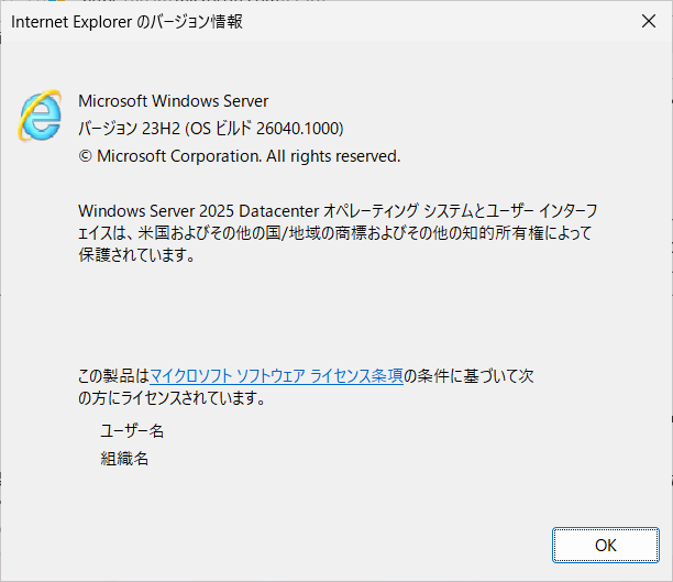 Windows Server 2025 Internet Explorer が動作するか試してみました - （）のブログ