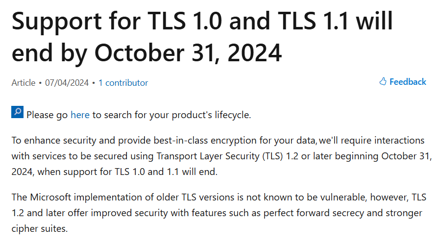 Windows TLS 1.0 および TLS 1.1 のサポート終了が決定したようです - （）のブログ