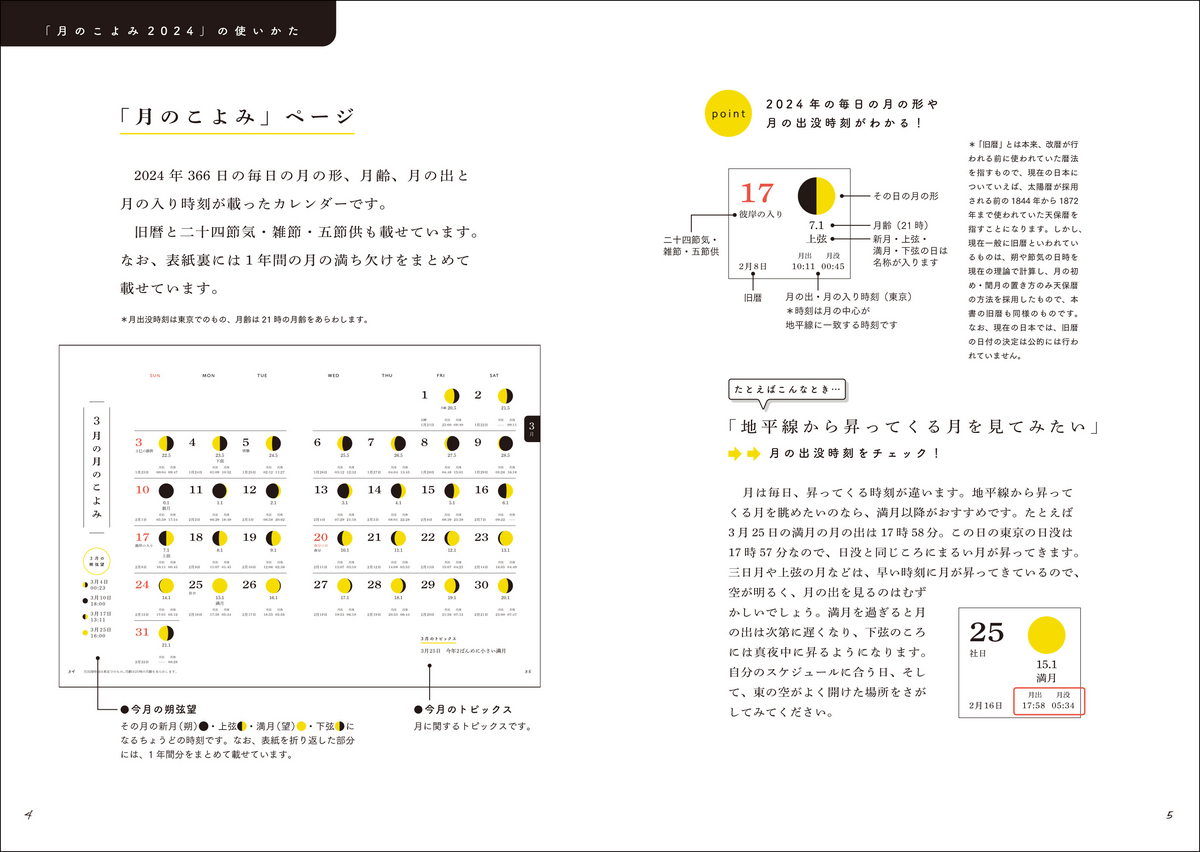 毎日、月を感じながら楽しく過ごす本「月のこよみ 2024」 - mojiru【もじをもじる】