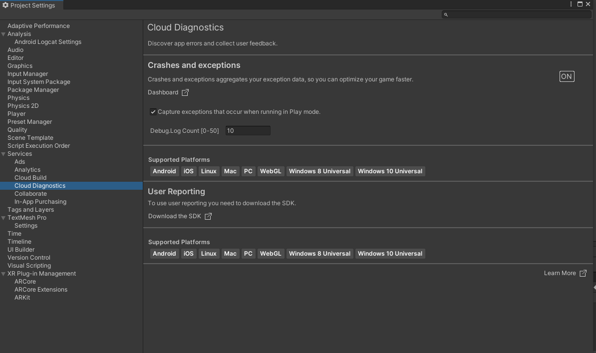 Unity Cloud Diagnosticsについて - kiyasuの日記