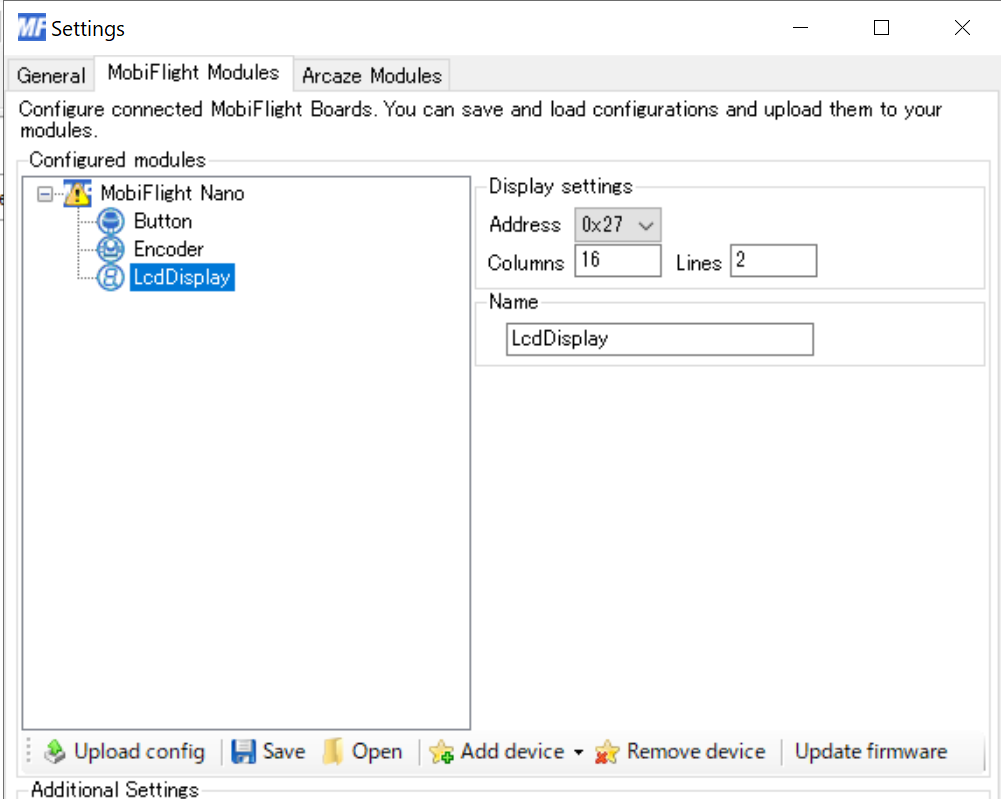 MobiFlight でLCDをつかう - 諸々の記録