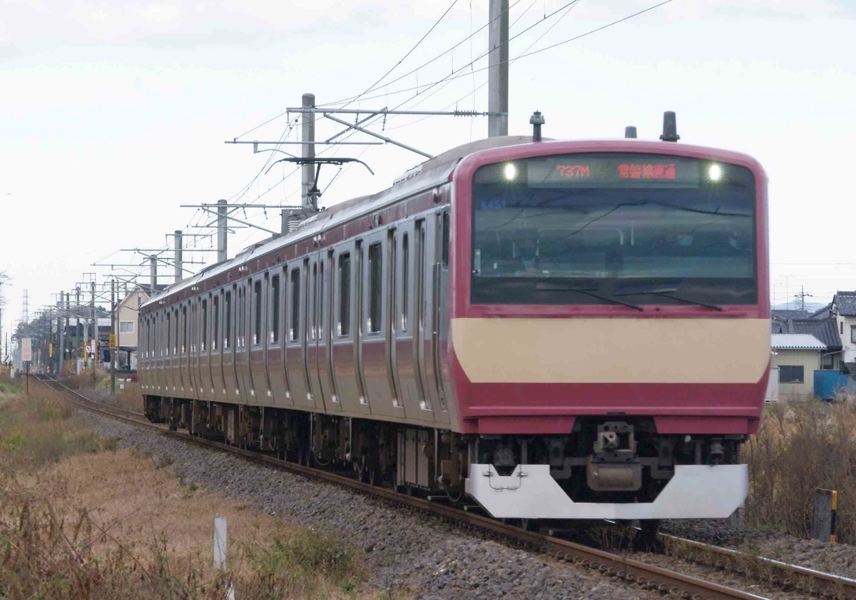11月23日撮影 水戸線 結城～小田林間 E531系 K451編成 【赤電ラッピング編成】を撮る - 新・シリウスの線路際のロマンを求めて