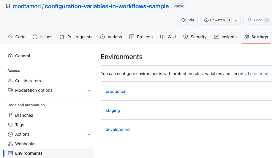 【GitHub Actions】configuration variablesで機密性の無い変数を設定する - Composable Life