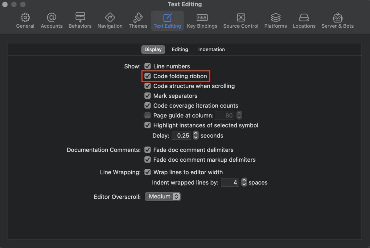 Xcodeのコードを折りたたむ - mota memo