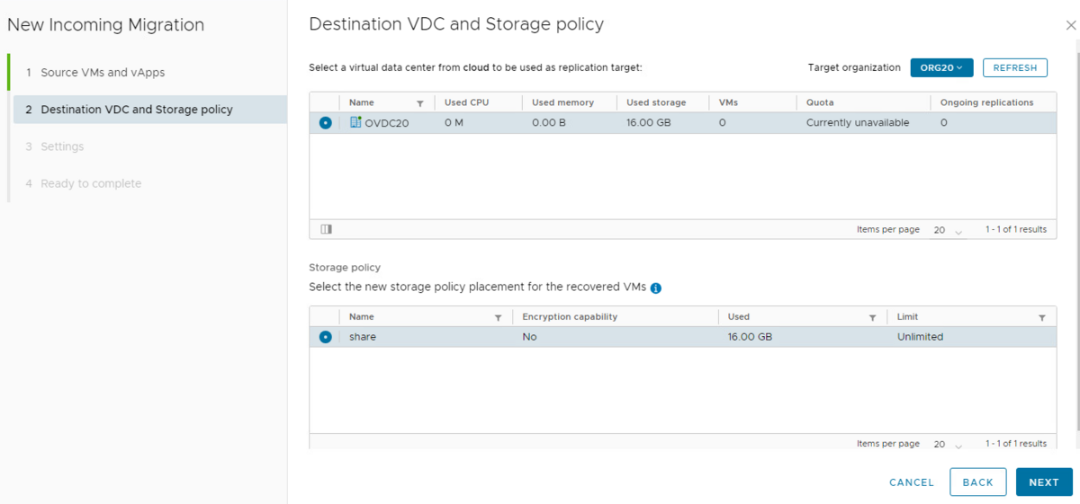 【VMware Cloud Director Availability】VCD内のvApp移行 - いんふらブログ