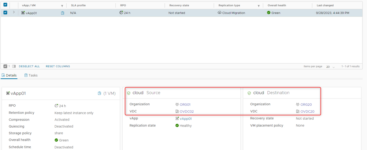 【VMware Cloud Director Availability】VCD内のvApp移行 - いんふらブログ