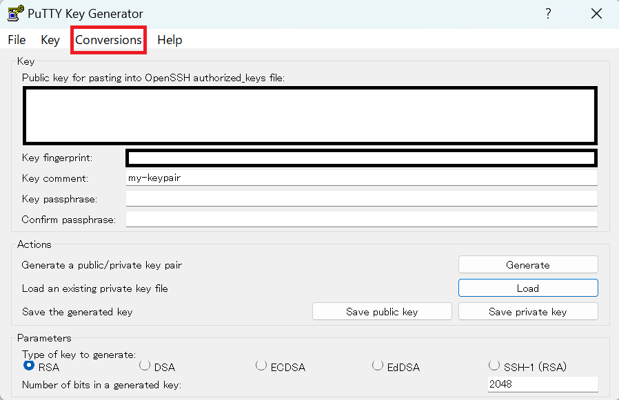 AWSのキーペア「.ppk」形式を「.pem」形式に変換する - ITエンジニアの成長ブログ