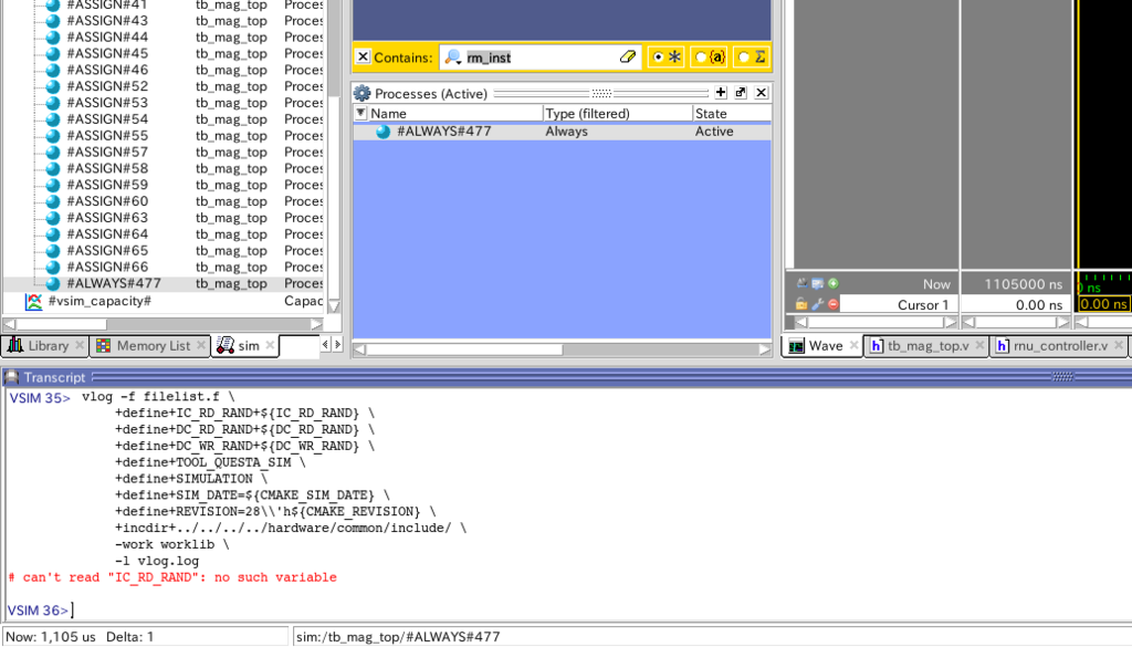 CMake + Modelsim Intel FPGA Starter EditionでGUI上でのリコンパイル手法 - FPGA開発日記