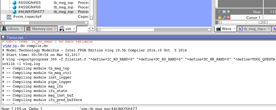 CMake + Modelsim Intel FPGA Starter EditionでGUI上でのリコンパイル手法 - FPGA開発日記