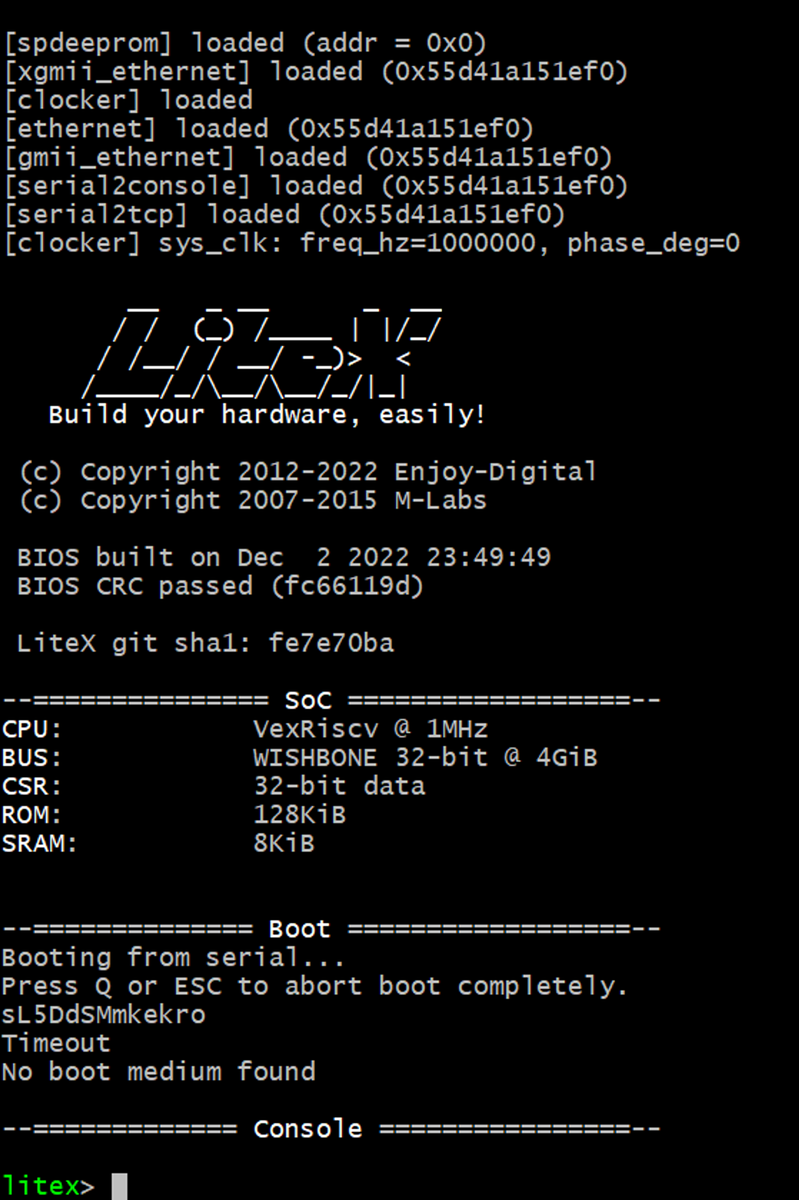 LiteXによるSoC環境構築を試行する - FPGA開発日記