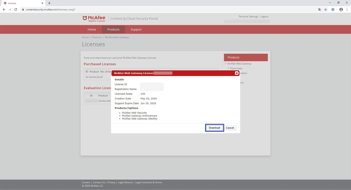 McAfee Web Gatewayの評価版の申し込みからダウンロードまで。 - My Home NW Lab