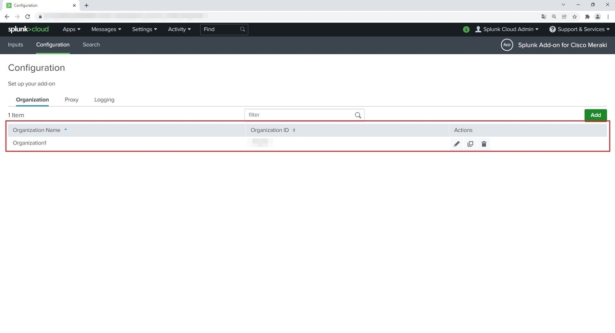 Splunk Enterprise / Splunk Cloud (SIEM製品)のMeraki向けAdd-on - My Home NW Lab