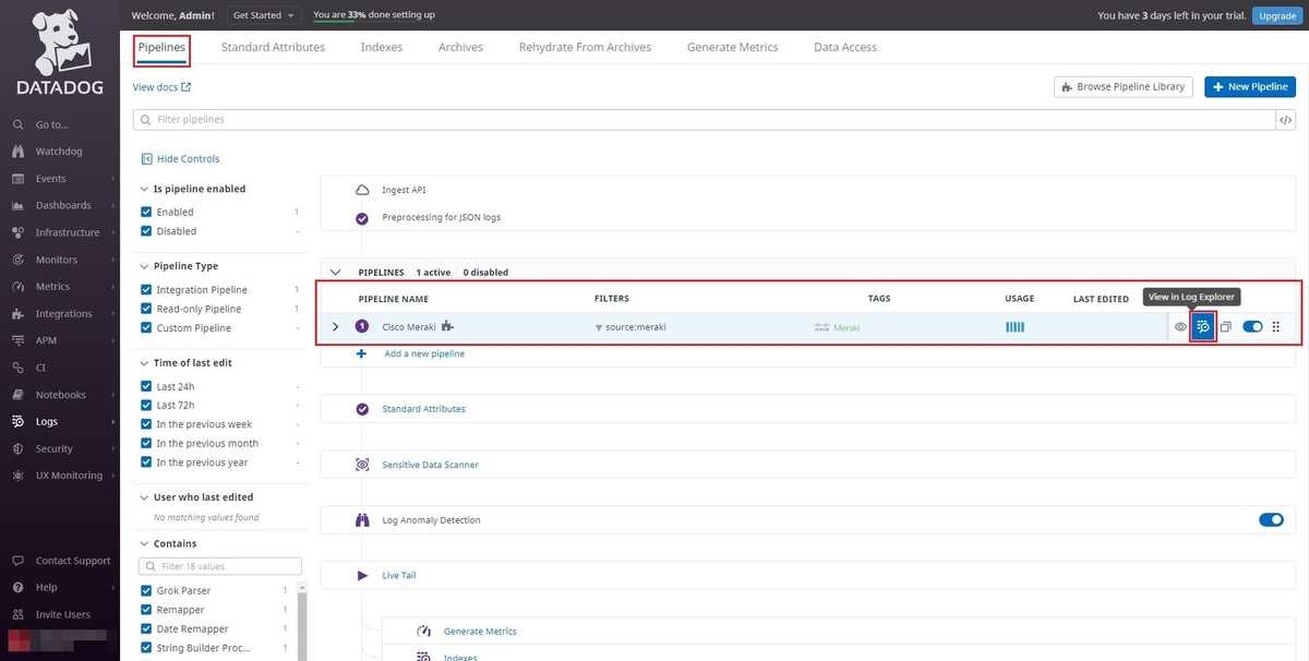 DatadogでMeraki Dashboard APIを用いてMerakiのログを取得する - My Home NW Lab