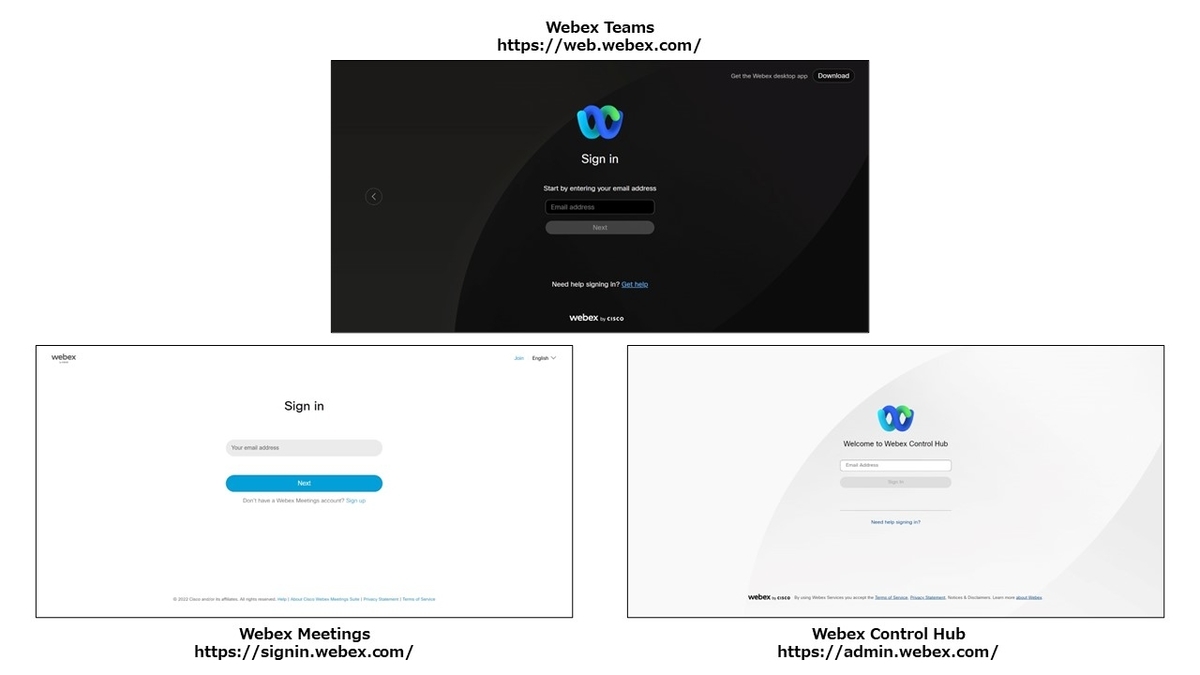 Cisco Webexの各種ログインURL - My Home NW Lab
