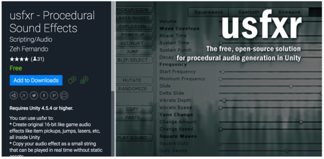 ピコピコ音を作れるツール「sfxr」の Unity のエディタ拡張実装「usfxr」 - 強火で進め
