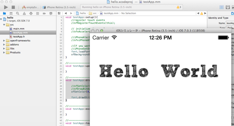 openFrameworks iOSでHello Worldさせてみた - not good but great