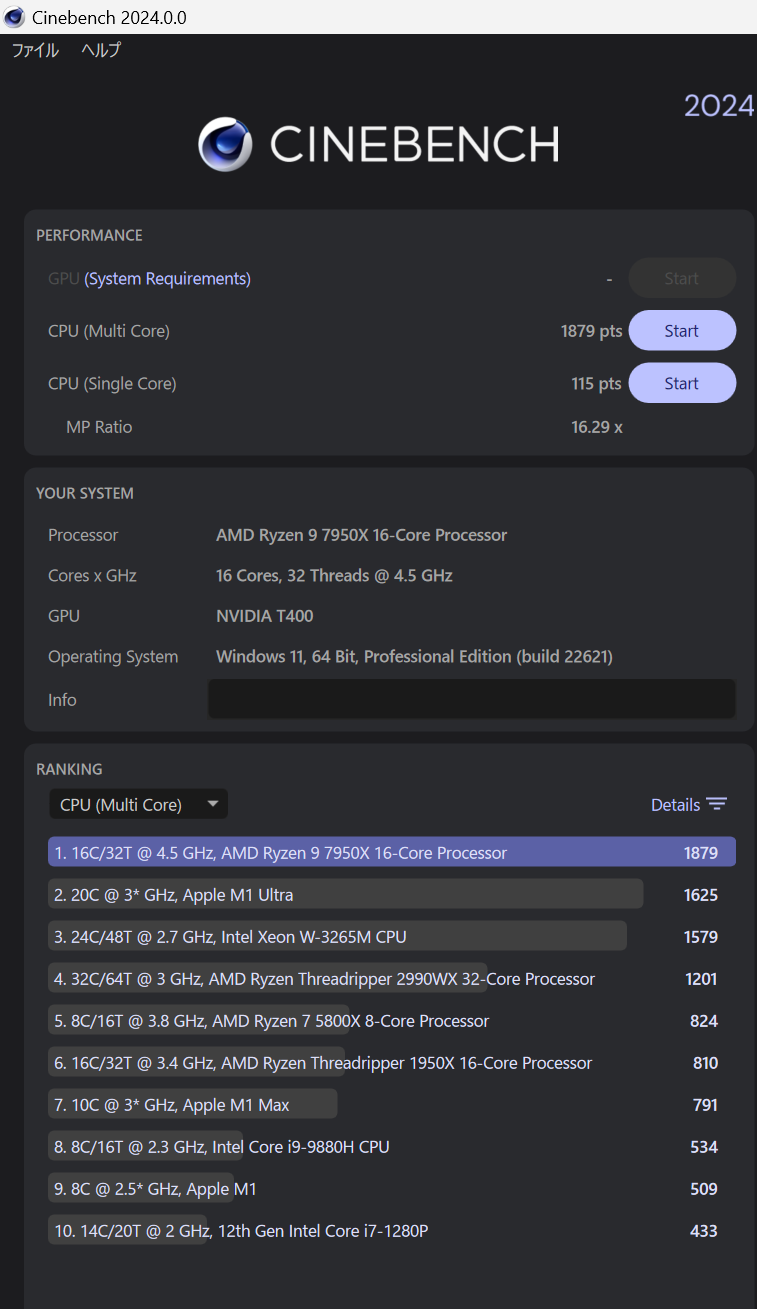 Cinebench 2024 その2 - なろぐ2