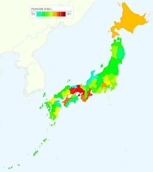 Murder Rate by Prefecture in Japan, 2012 - How much is it in Tokyo?