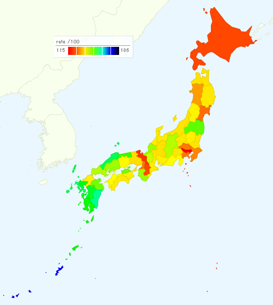 Birth Rate by Prefecture in Japan, 2014 - How much is it in Tokyo?