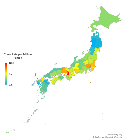Crime Rate by Prefecture in Japan, 2018 - How much is it in Tokyo?