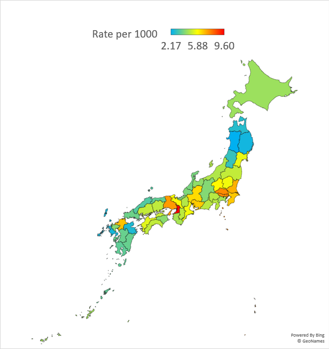 Crime Rate by Prefecture in Japan, 2019 - How much is it in Tokyo?