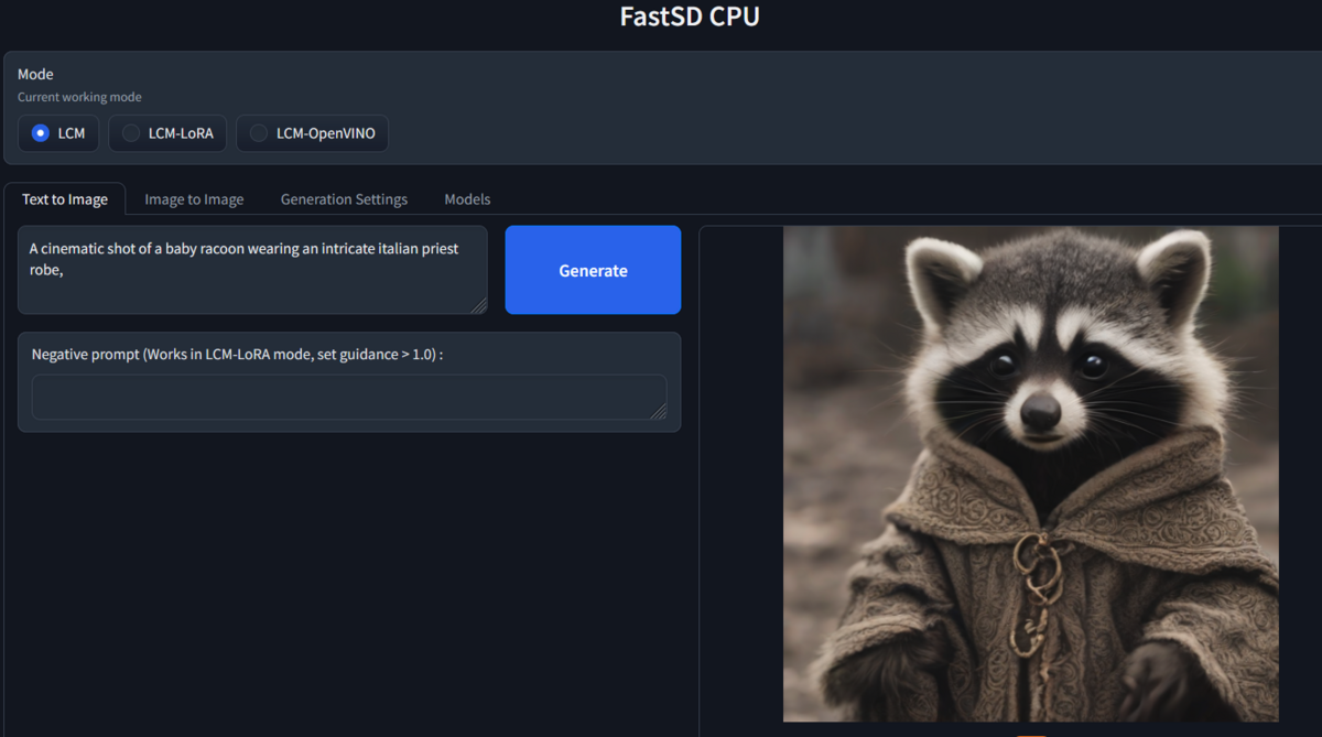 Stable Diffusion FastSD CPU を使ってみる - ncos1のブログ
