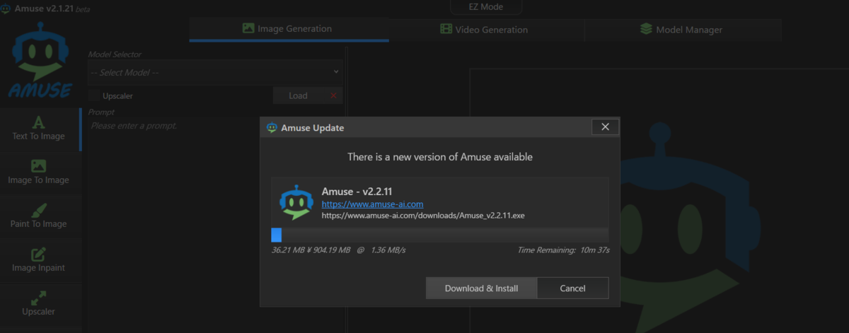 Amuse V2.2.11にアップデートして、FLUX.1を使えるか検証・NG - ncos1のブログ