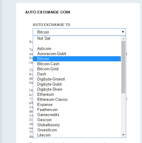 MINING POOL HUB（Auto Exchangeに対応したマイニングプール）の設定。 - 自作PCで暗号通貨マイニング