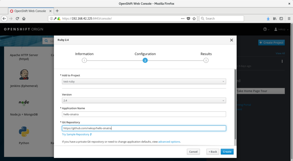 OpenShiftのWebコンソールで基本のアプリケーション - nekop's blog