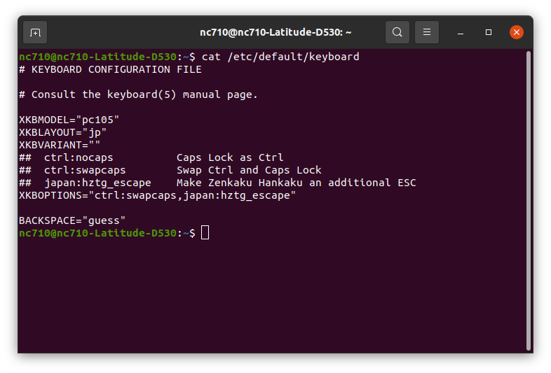 ubuntu 20.04 でキーボードレイアウト変更（ESCと半角全角、Caps LockとCtrl） - over the rainbow