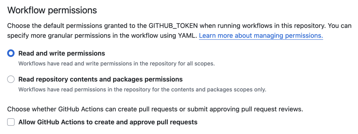GitHub ActionsでGITHUB_TOKENの権限が足りないエラーが送出されたとき、私は長いこと設定から権限をread/writeに変えて対応してきました。このたび ...