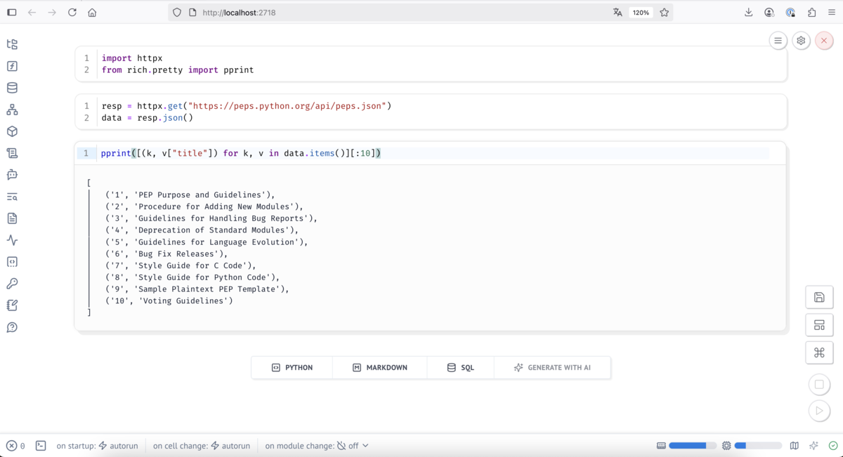 Jupyter notebook 代替として頭角を表してきた marimo を触る 〜inline script metadata もサポートと聞いて〜 - nikkie-ftnextの日記